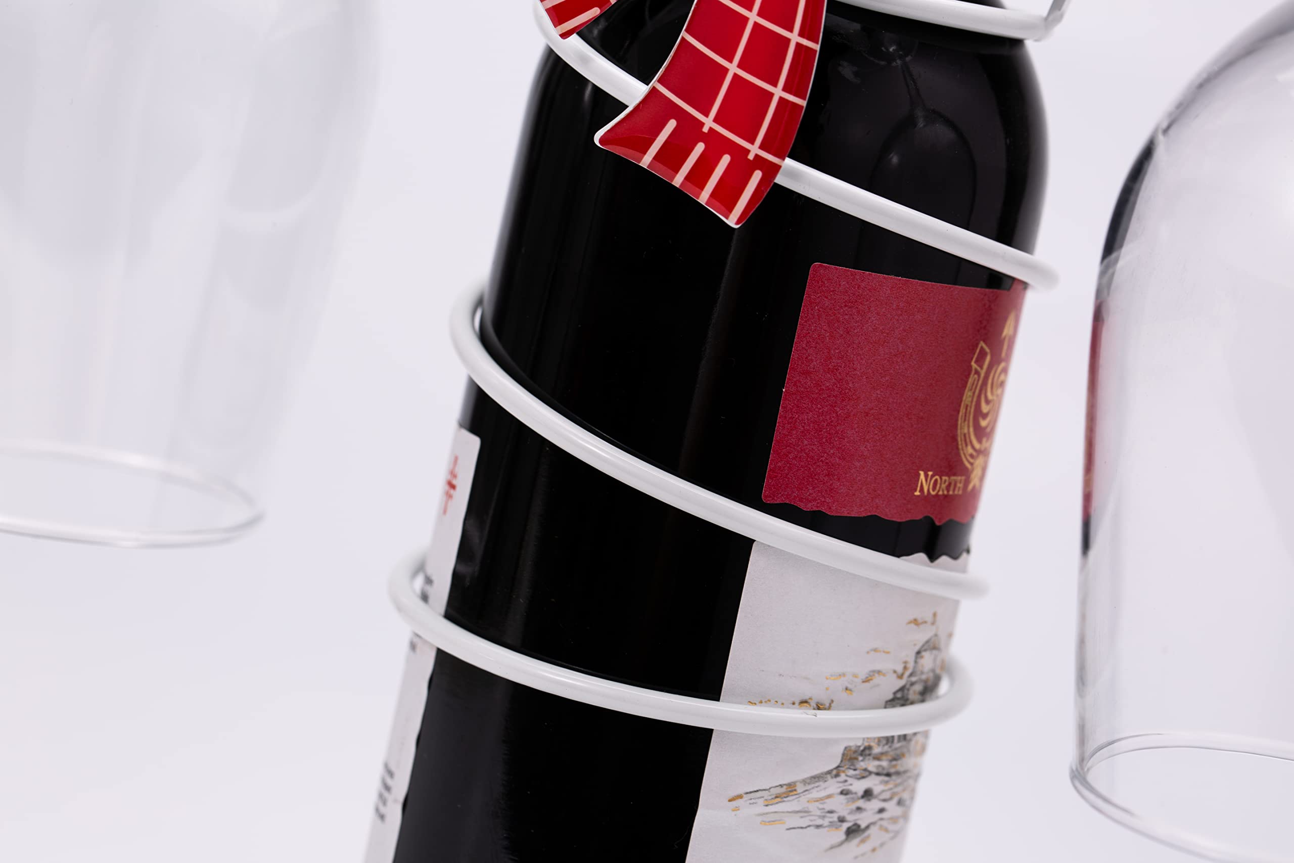 Jxueych Holiday Wine Bottle & Glass Holders Countertop, Hold 1 Wine Bottle and 2 Glasses, Perfect for Home Decor & Kitchen Storage Rack, Bar, Wine Cellar, Cabinet, Pantry, etc (Snowman)