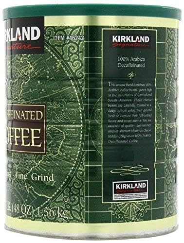 Kirkland Signature 100% Colombian Dark Roast Decaffeinated Ground Coffee, 3 Pound (Pack of 2)