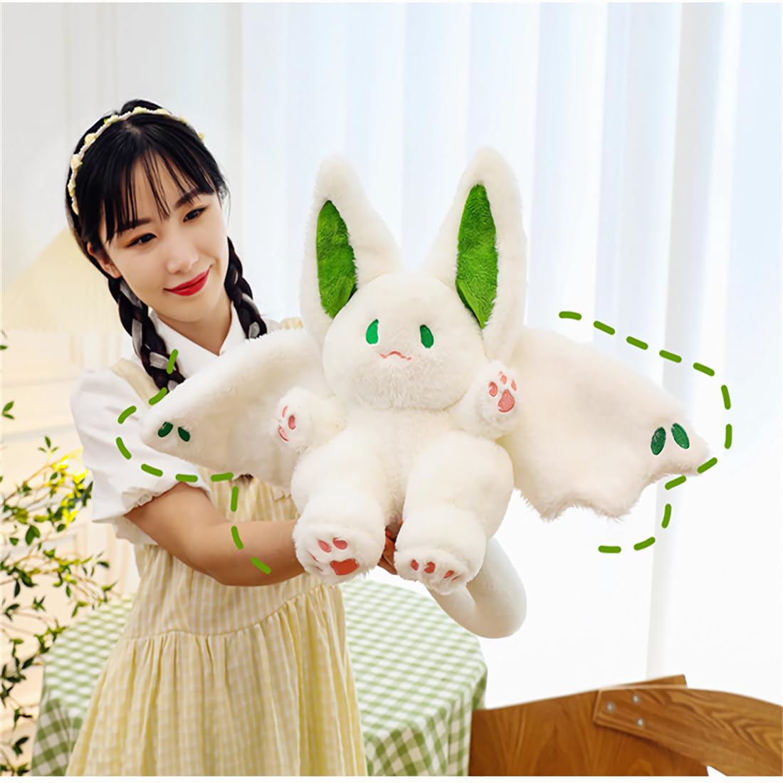 Sengocis 13.7 inch Unique Pink Bat Rabbit Plush Toy,Bat Bunny Plush Pillow,Bat Rabbit Cute Halloween Stuffed Animal