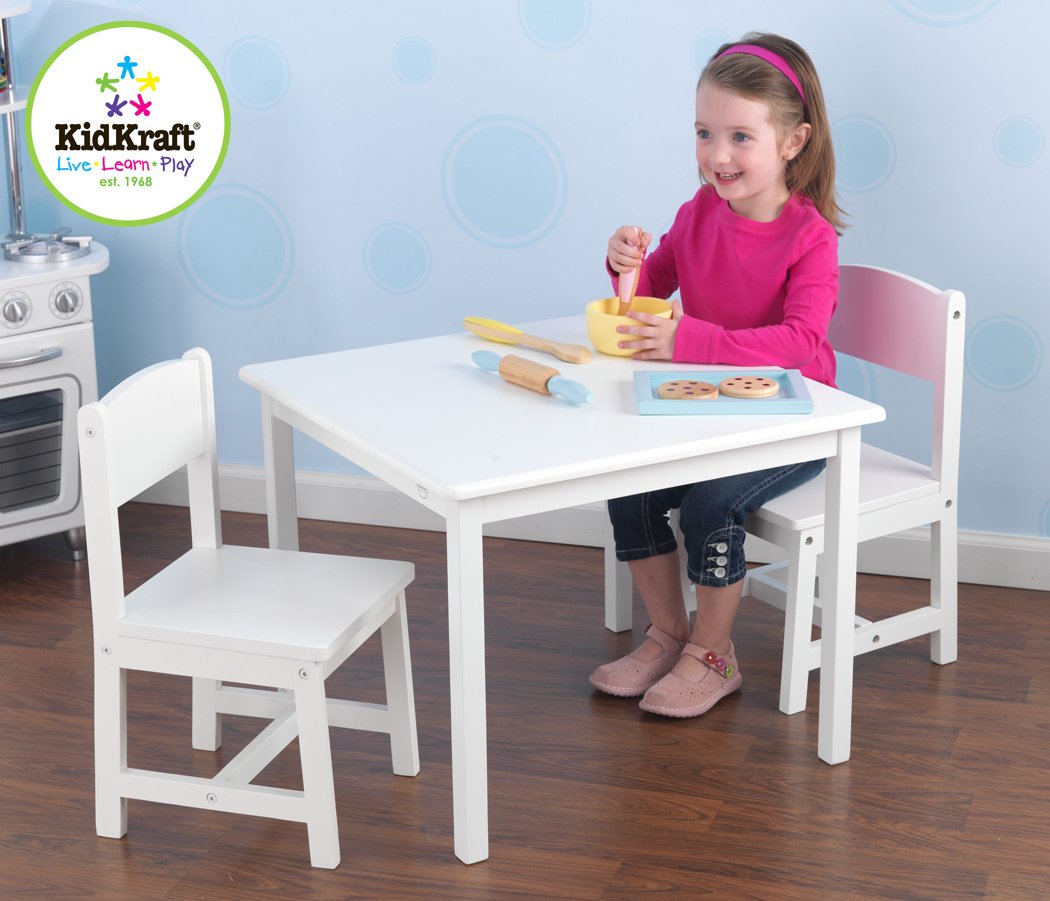 KidKraft Wooden Aspen Table & 2 Chair Set, Children's Furniture, White