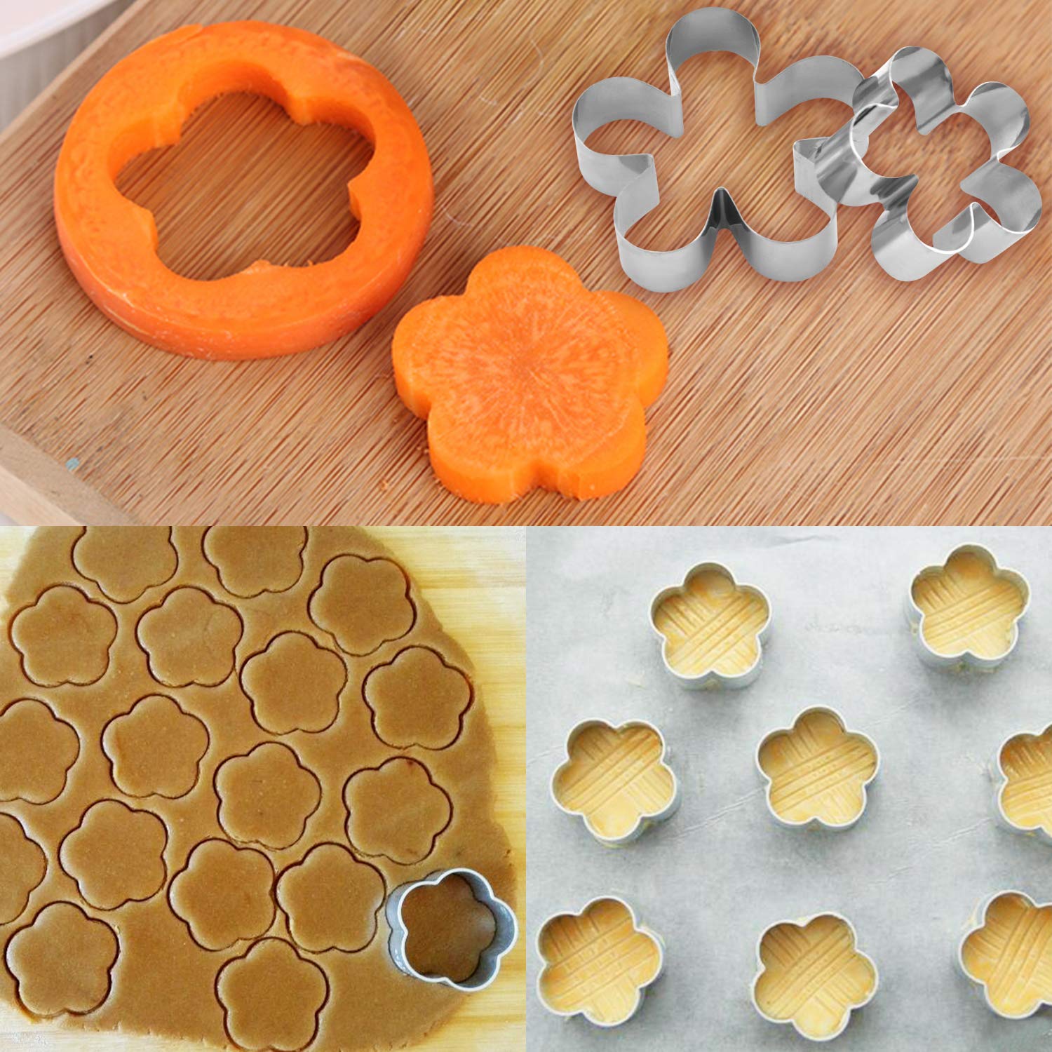 GSKS Mini Metal Cookie Cutters Baking Set of 12 Small Biscuit Fondant Cutter Flower Leaf Shape