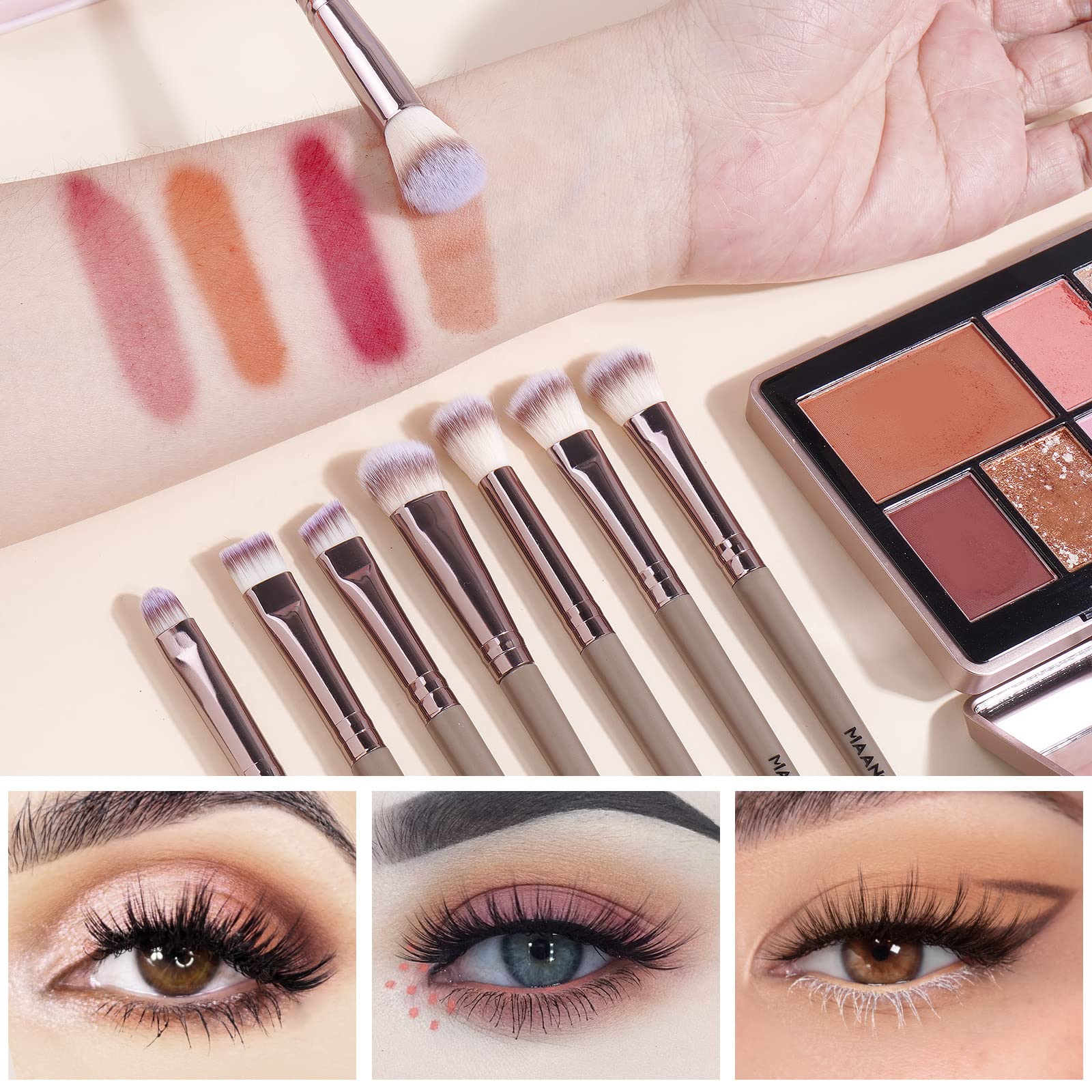 Makeup Brushes 20 Pcs Makeup Brush Set, MAANGE Premium Synthetic Powder Concealers Eye Shadows Eyeliner Make Up Brushes (Champagne)