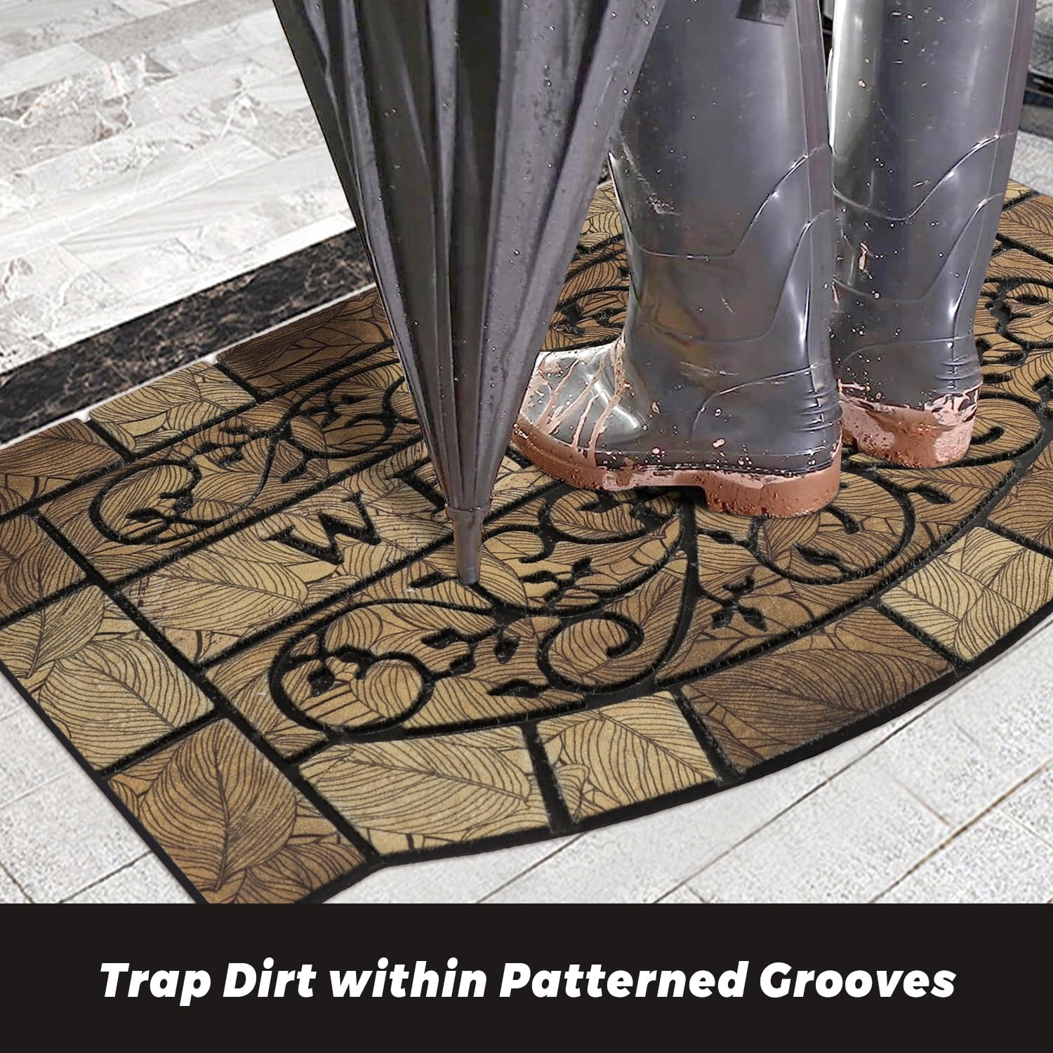 MTOUOCK Durable Welcome Door Mats, 24"x36" Heavy-Duty Large Welcome Mat for Front Door with Non-Slip Rubber Backing, Door Mats for Outside Entry High Traffic Area(Leaves)