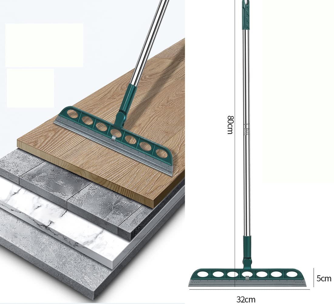 Magic Broom Sweeping Brush Multifunction Magic Broom Sweeper, Squeeze Silicone Broom Sweeping, Detachable Floor Squeegee Glass Wiper for Bathroom Window Bathroom Kitchen Tile Cleaning (Dark Green)