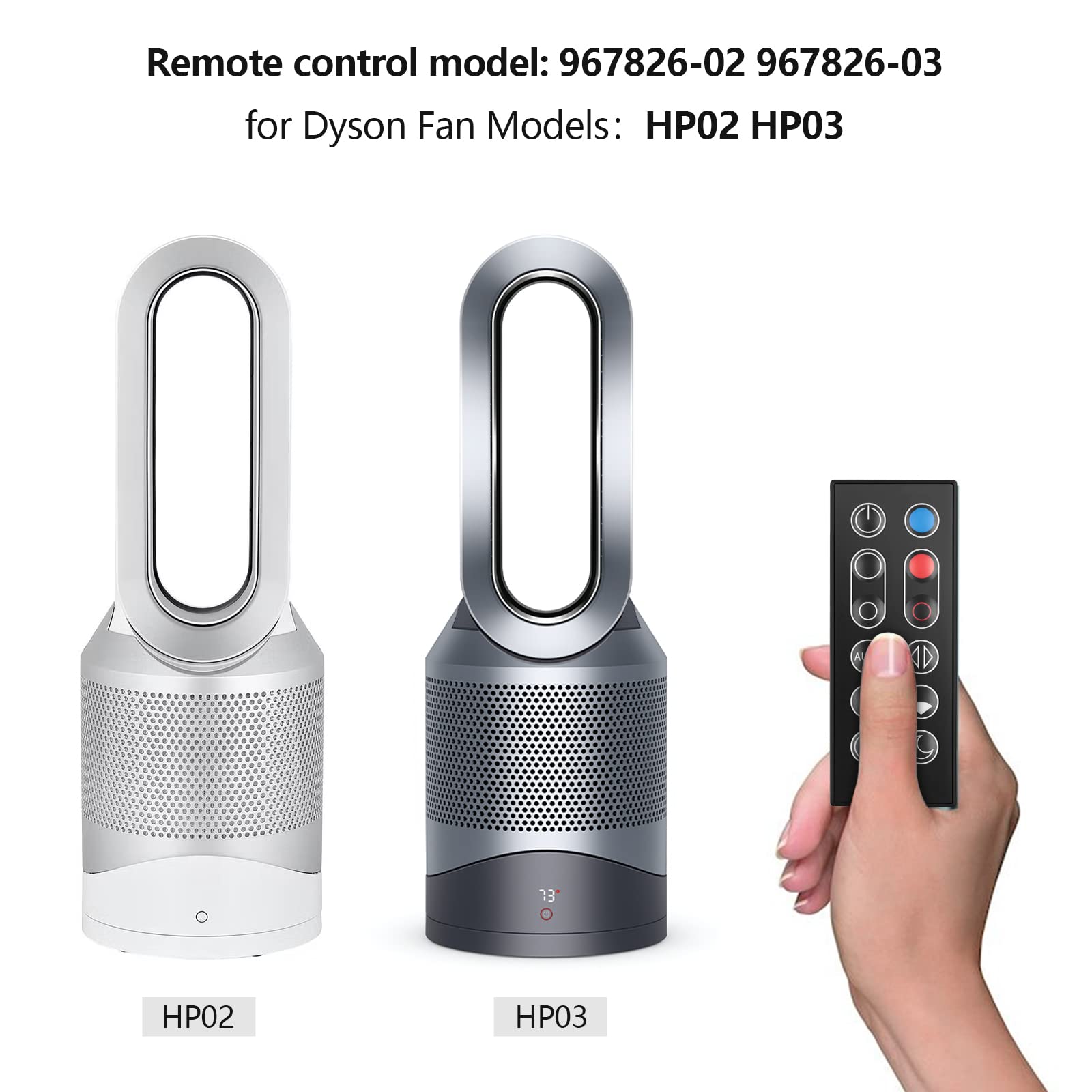 KJDiSRPin 967826-02 967826-03 Replacement Remote Control Fit for Dyson HP02 HP03 Model Air Purifier Heater and Fan