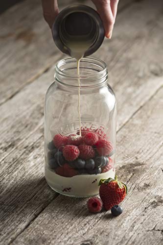 Kilner Snack On The Go Glass Jar Set Stainless Steel Cup Keeps Dry Ingredients Separate from Wet Foods, 17-Fluid Ounces, 0.5L