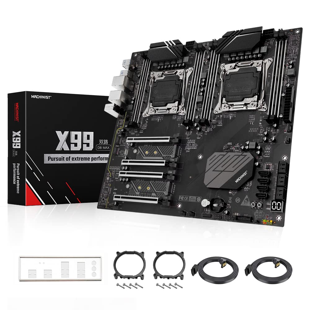 MACHINIST X99 Dual CPU Motherboard, LGA 2011-V3 Computer Server Motherboards (Intel i7 5th/6th Gen, PCIe 3.0, DDR4, Dual LAN, Dual M.2, SATA 6Gb/s, E-ATX) for Intel XEON E5 V3/V4 Series Max 256G