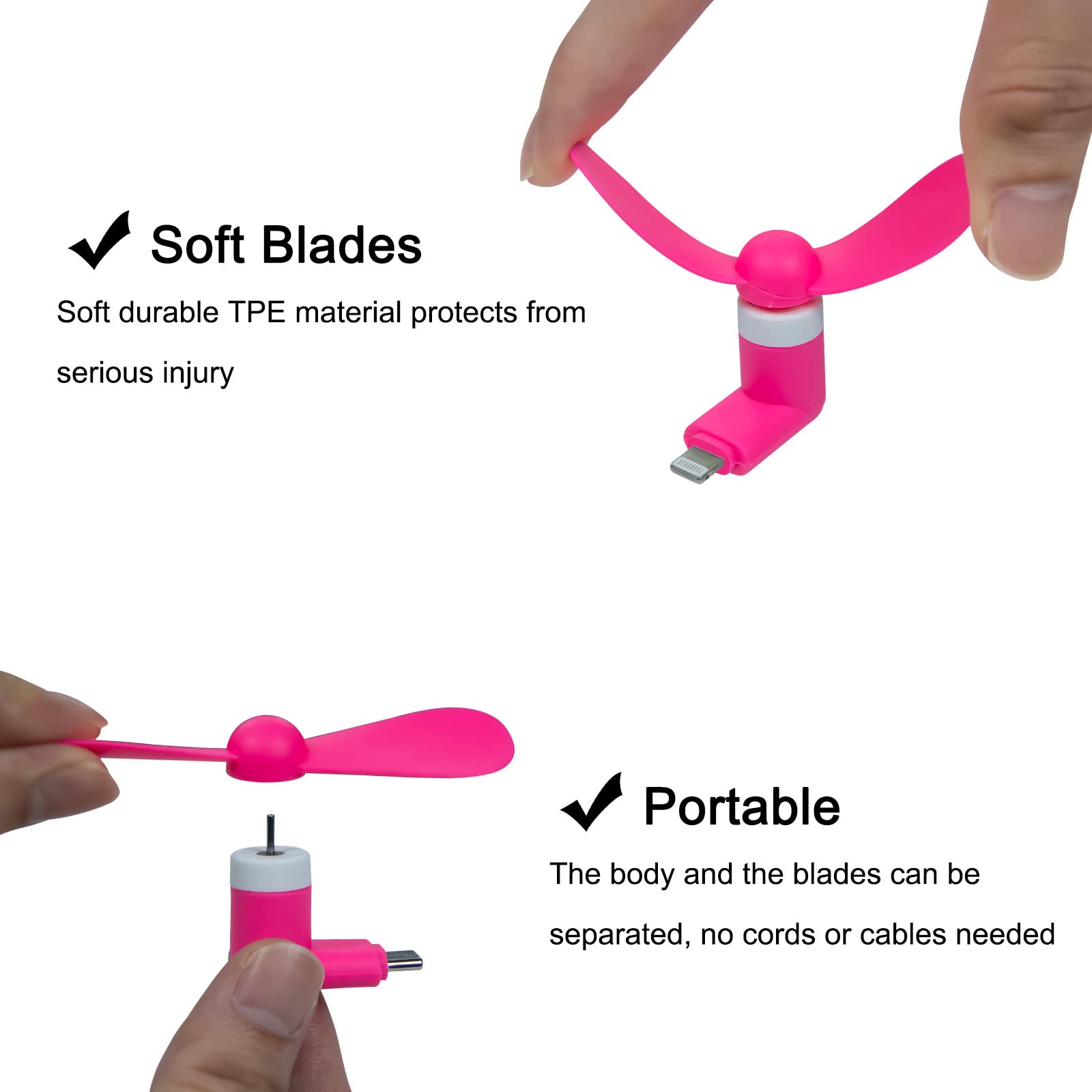 iPhone Fan, 3 Pack Portable Cell Phone fan Compatible for Mini Fan for iPhone 14, iPhone 14 Pro, iPhone 14 Pro Max, iPhone 13/13 Pro Max/13 Mini, 12/12PlusXR, XS, X, 11/11 Plus, 8/8 Plus, ipad