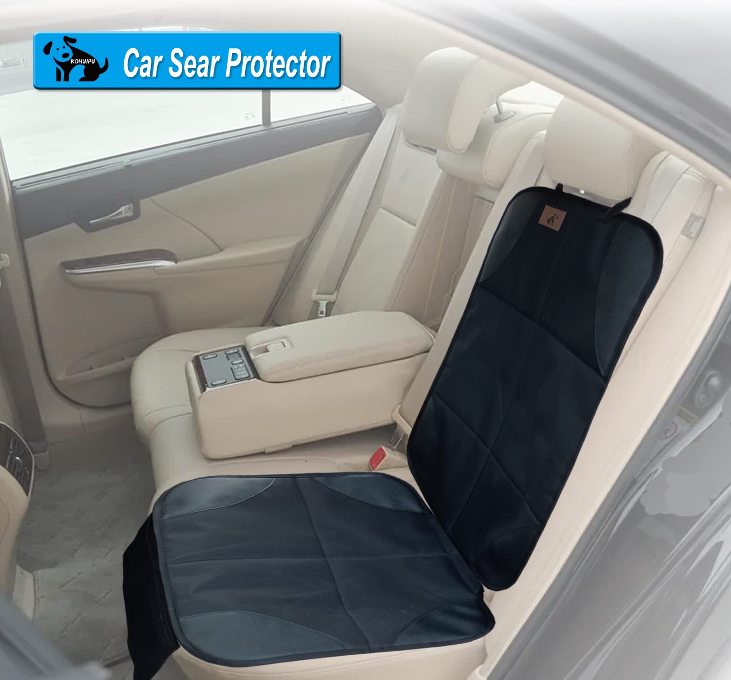 KOHUIPU Thick Padding Car Seat Protector for Child and Pet, Non-Slip Backing with Mesh Pockets - Car Seat Protection Solution