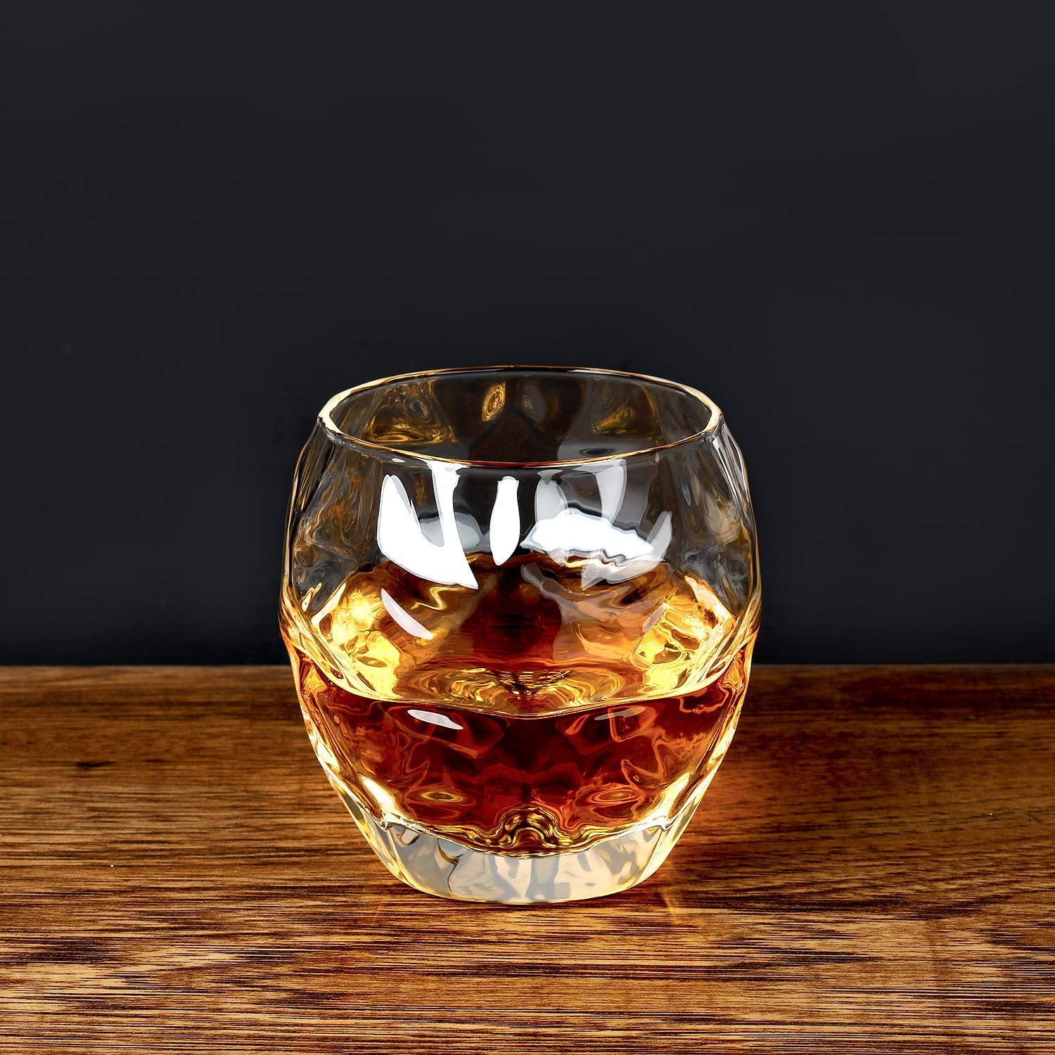 ini TECH Set of 4 Unique Whiskey Glasses 12 oz Scotch Glasses Bourbon Glasses for Cocktails Rock Style Old Fashioned Drinking Glasses Gifts for men (clear, 4)