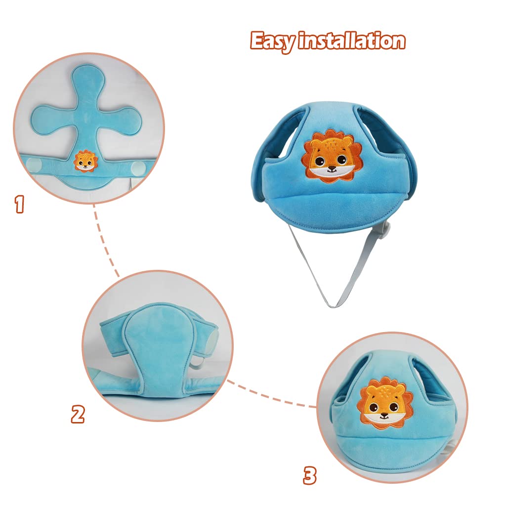 KAKIBLIN Baby Safety Head Support Hat, Toddler Breathable Adjustable Safety Protective Cap Blue