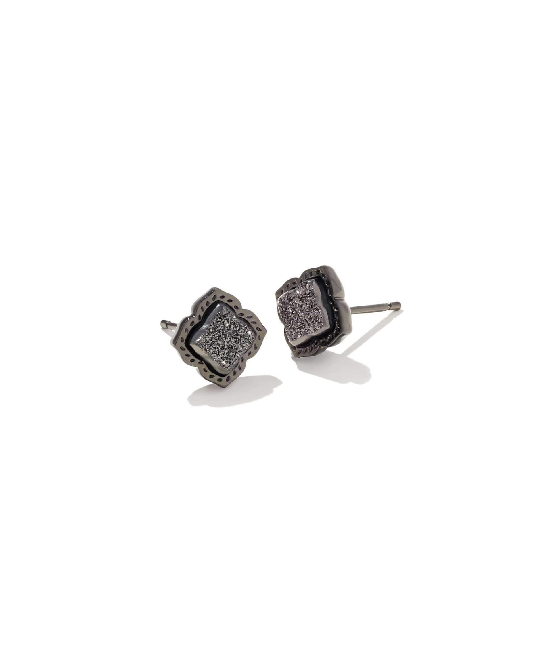 Kendra Scott Mallory Stud Earrings Gunmetal Black Drusy One Size