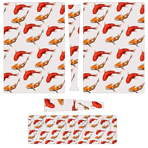 Koi Carps Full Protective Skin Cover Design Wrap Decal Sticker Compatible with PS5 Digital Edition Console and Controller