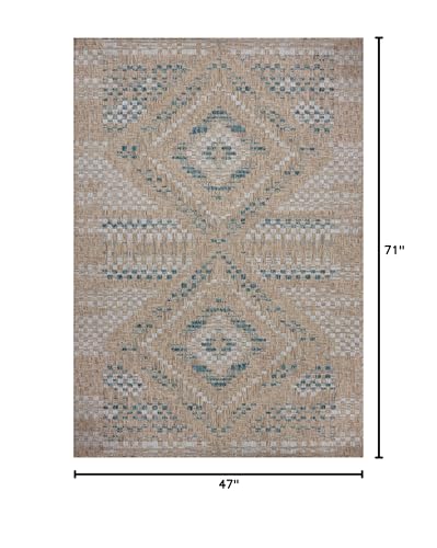 Loloi Amber Lewis x Topanga Natural/Aqua 3'-11" x 5'-11" Accent Rug