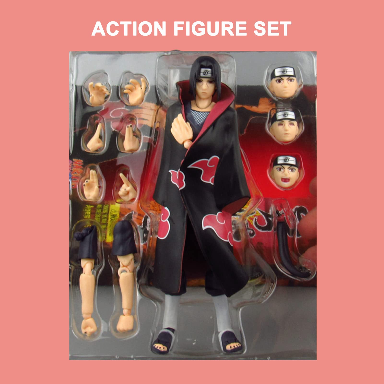 HUNGAHAAPAI Anime Gift Box - Including Action Figure,Pillowcase,Stand,Keychain,Headband,2 Brooch,30 Lomo Card,54 Sticker Itachi