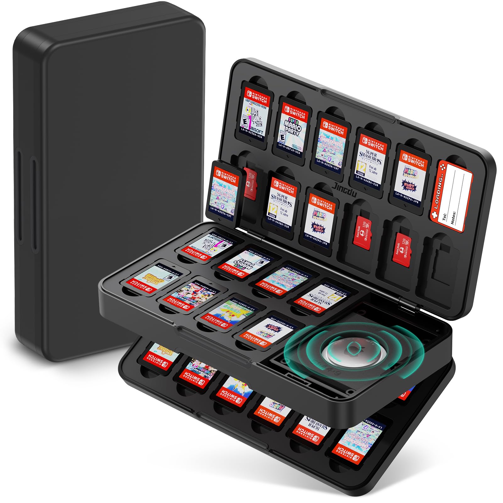 JINGDU 48-Slot Switch Game Card Case Compatible with Switch Game Cards & micro SD Cards, the Games Holder Organizer Suitable for Switch, Lite & OLED Game Card, Lake Blue Random Pattern