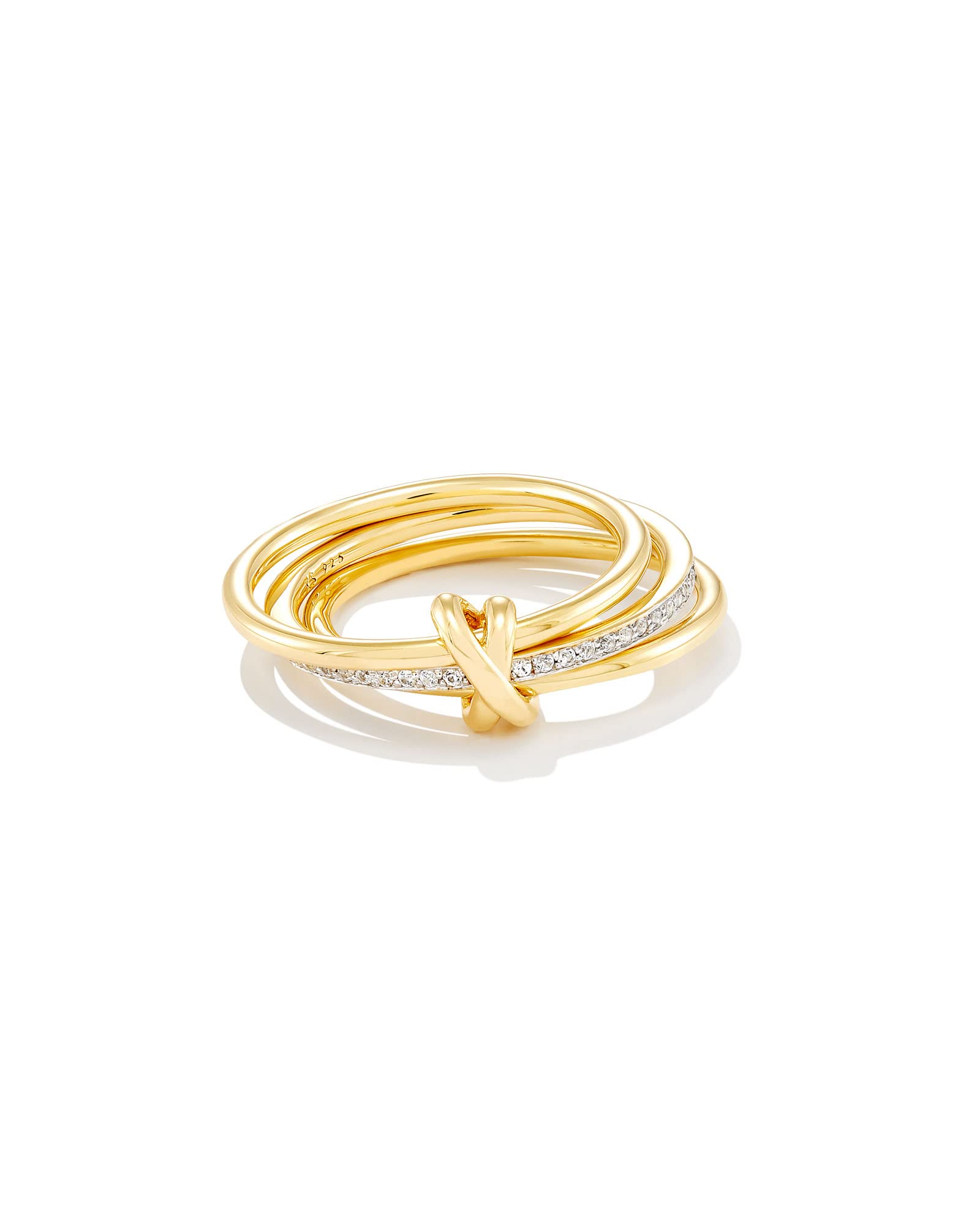 Kendra Scott Tia 18k Gold Vermeil Band Ring in White Sapphire, Fine Jewelry for Women, Size 6