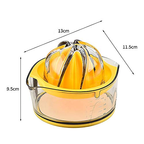 Kasmoire Citrus Lemon Orange Juicer, Manual Hand Squeezer with Built-in Measuring Cup and Strainer, 8OZ, Yellow
