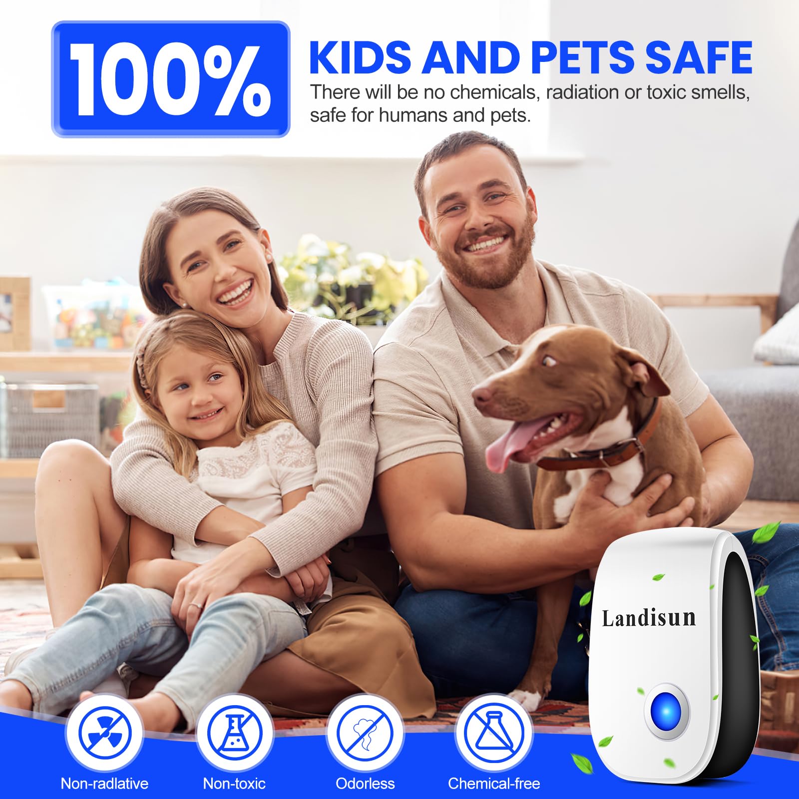 Landisun Pest Ultrasonic-Repeller Mosquito-Indoor Pest-Control for Insect Rodent Mosquito Bug Roach Spider Ant Electronic Plug in House Garage Office Store 6 Packs