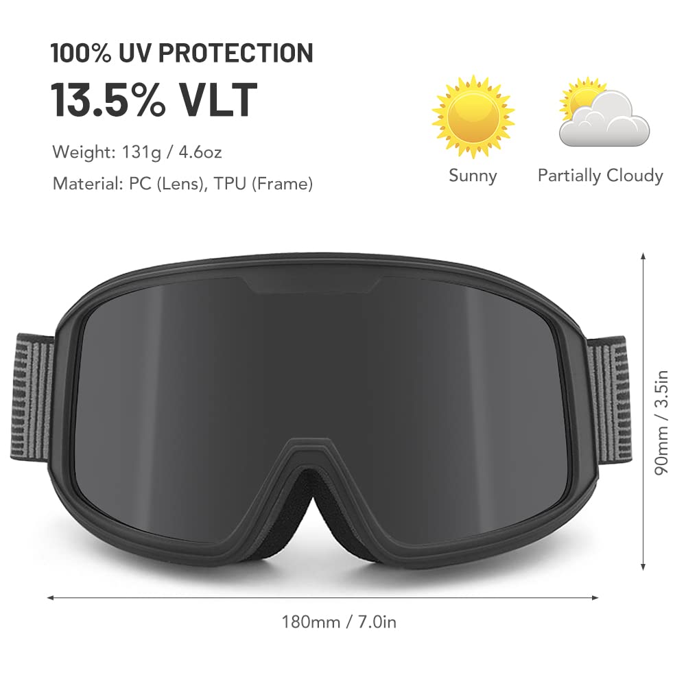 IMEISH Ski Goggles for Men Women Anti Fog UV Protection Snow Goggles (Silver)