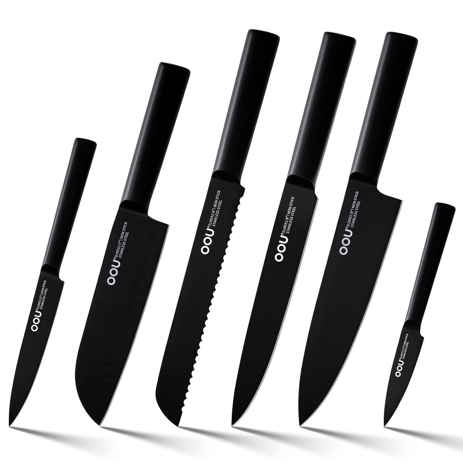 Kitchen Knife Set - OOU 6 pieces Professional Stainless Steel knife set, Dishwasher Safe Kitchen Knives - Ultra Sharp Chef Knife Set for Kitchen, Ergonomic Handle