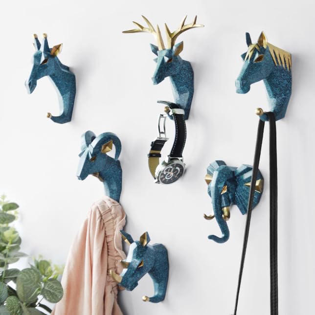 SereDy Key Hook for Wall Decor Living Room, Animal Cute Key Hook Decorative Wall Sculptures with Hooks for Hanging, Room Decor Aesthetic, Key Holder Wall Mount