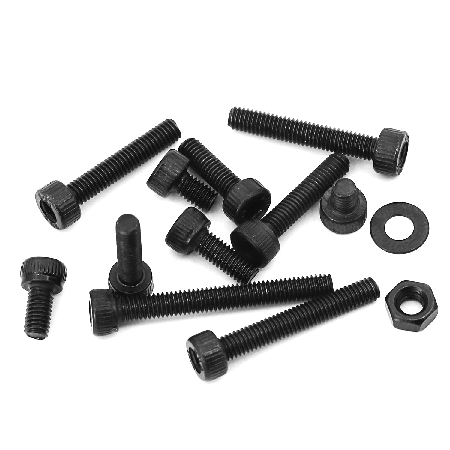 NIULUNBAO 570PCS M3 x 4/5/6/8/10/12/14/16/18/20/25mm Hex Socket Head Cap Screws Bolts and Nuts Flat Washers Assortment Kit, 12.9 Grade Alloy Steel, Black Oxide Finish, Metric Machine Allen Hex Drive