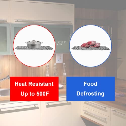 Kitchen Sink Protector, SCITURE Non-slip Sink Protector with Cuttable Center, Foldable Farmhouse Sink Protector for Stainless Steel/Ceramic Sinks, Heat Resistant Sink Mat (1 PCS, Grey, 26"x 14")