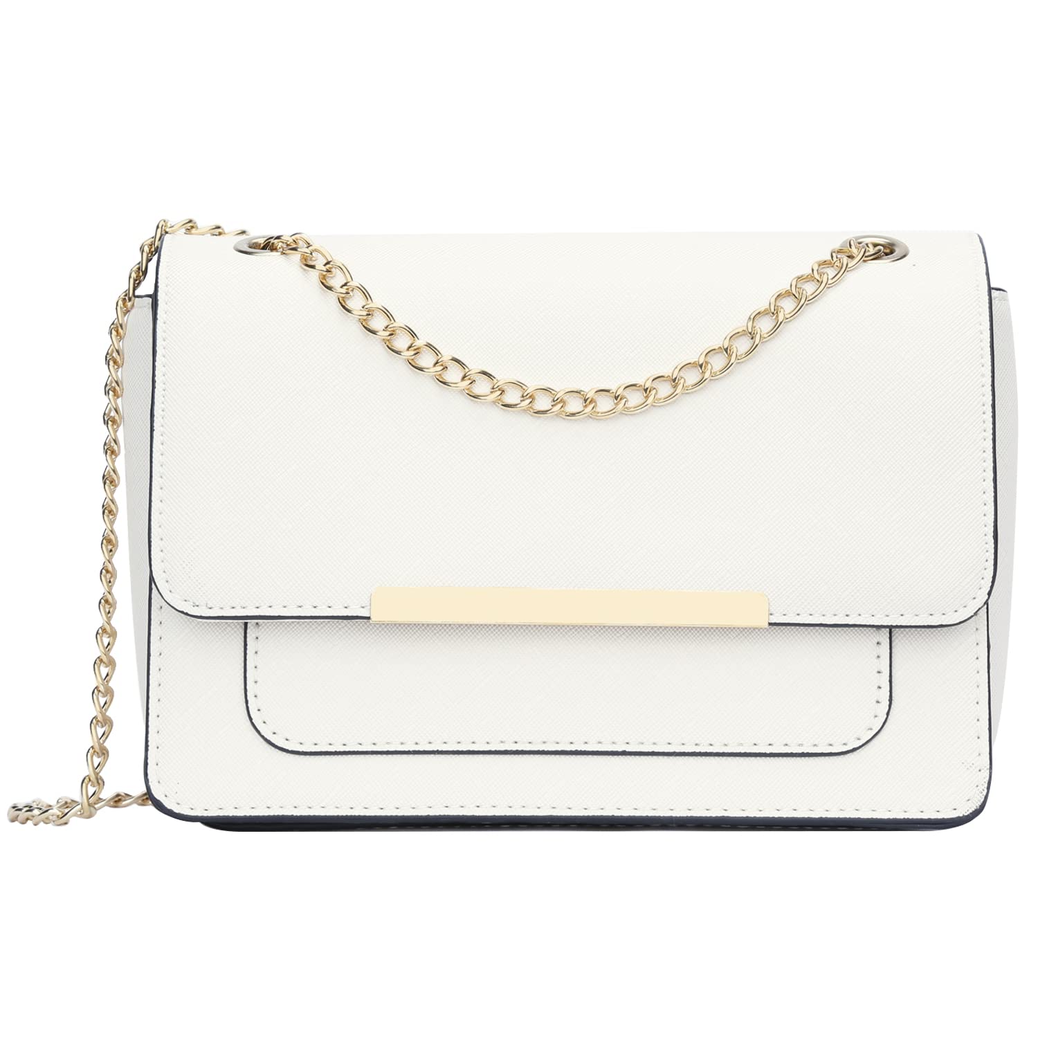 KKXIU Triple Compartment Crossbody Bags for Women Designer Shoulder Purses with Chain Strap (a-white)