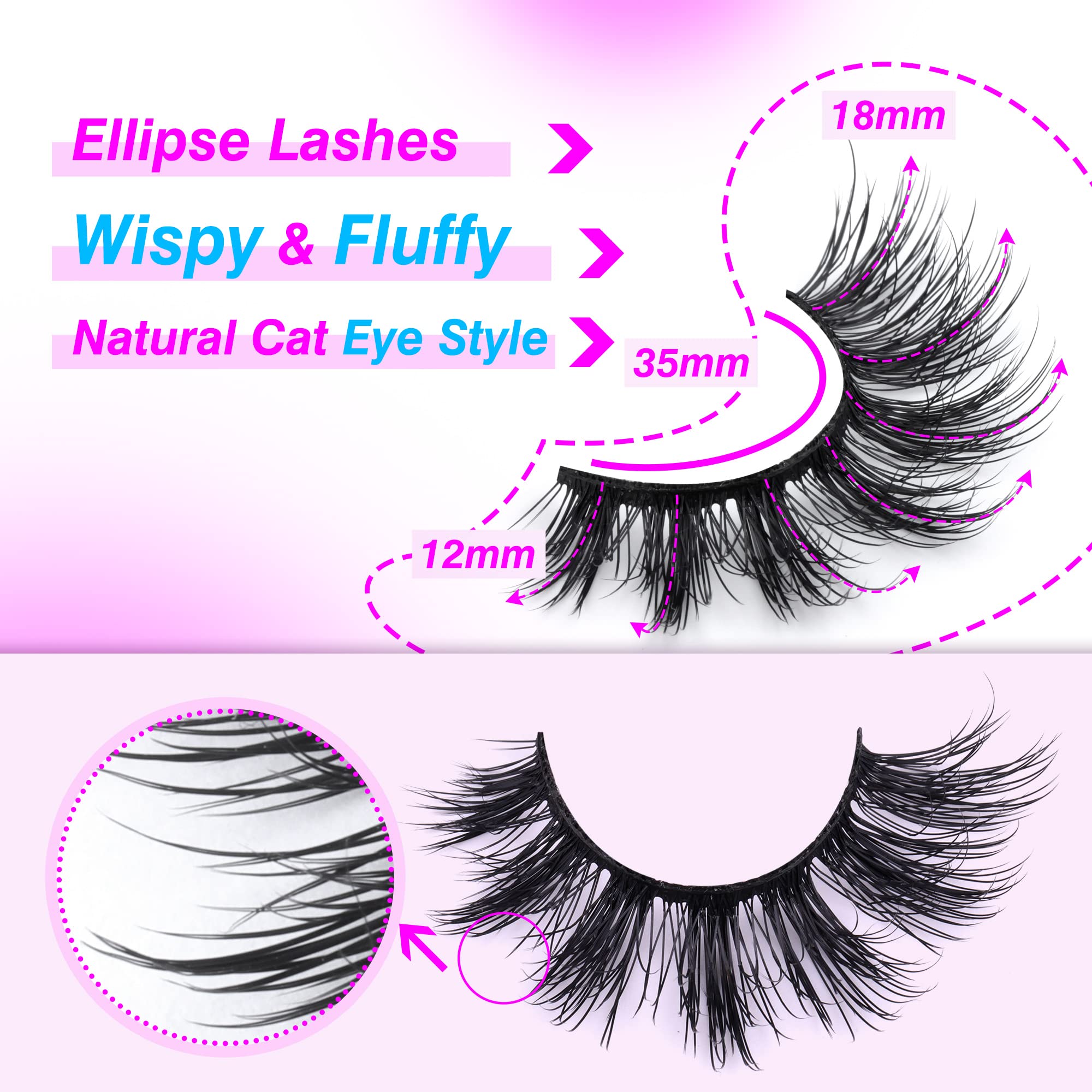 Mink Lashes Natural Look Wispy Eyelashes Fluffy False Lashes Flat Faux Mink Eyelash Extensions 7 Pairs Pack by Eefofnn