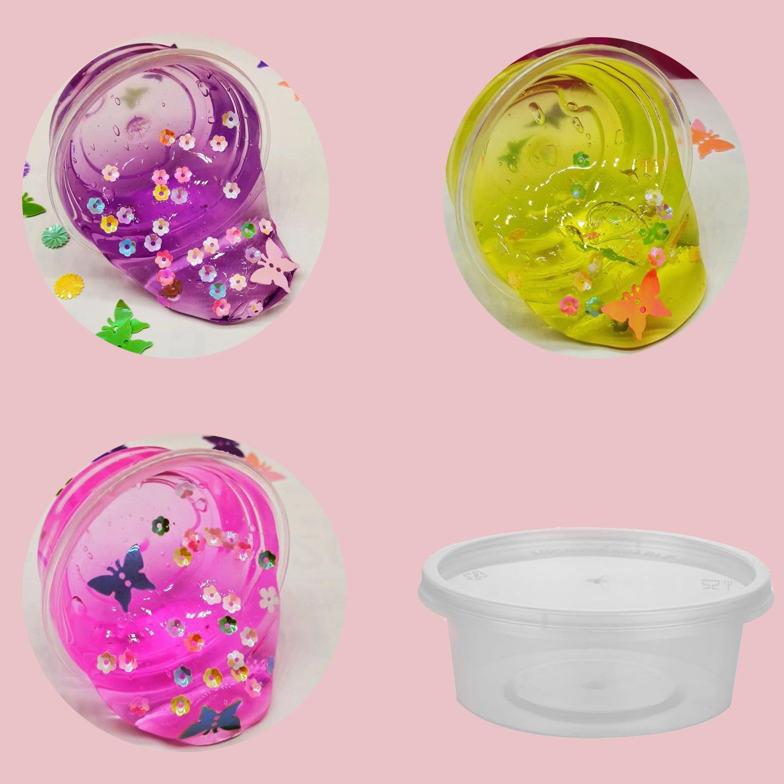 LANIAKEA 100PCS Plastic Slime Containers with Lids, 2 Oz Condiment Containers with Lids, Small Slime Containers with Lids, Jello Shot Cups for Slime Foam Ball Storage