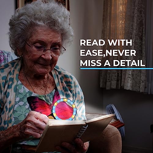 MagniPros 30X Illuminated Magnifying Glass - LED Lighted Handheld Reading Magnifier with 3 Light Modes - Perfect for Seniors, Low Vision, Books, and Detailed Inspection
