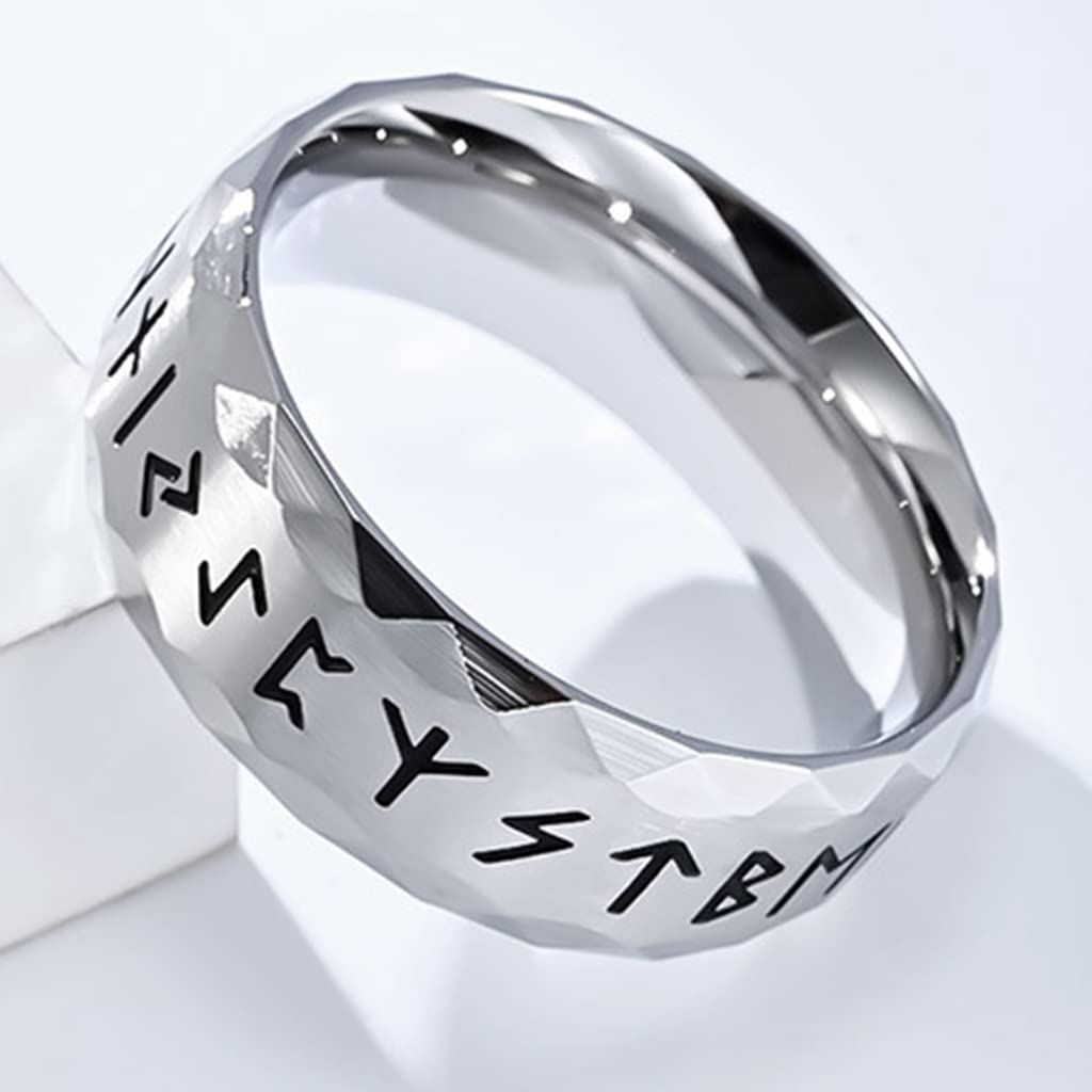 Jude Jewelers 8mm Stainless Steel Norse Pirate Biker Nordic Trinity Runic Pagan Vikings Celtic Wedding Band Ring (Silver, 7)