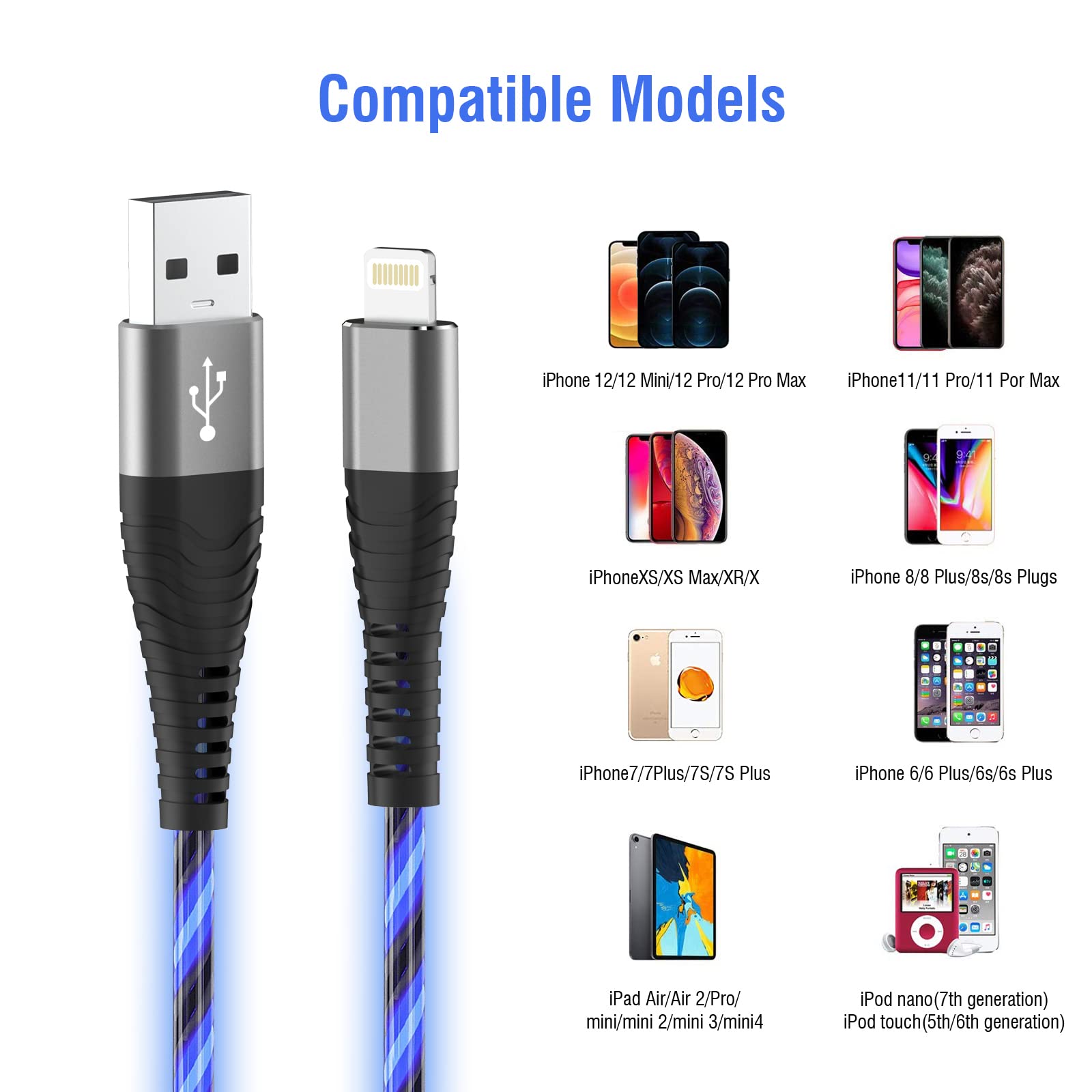 Oliomp Lightning Cable iPhone Charger MFi Certified 3ft Long iPhone Charger Cord, Apple Chargers for iPhone 13 12 Pro Max 11 Pro Xr Xs Max XR 8 Plus iPad Pro Mini More