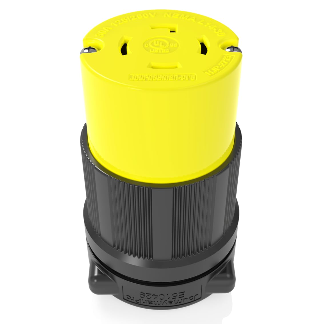 Journeyman-Pro 2713 30 Amp, 125/250 Volt, NEMA L14-30R, 3P, 4W, Locking Plug Connector, Black Industrial Grade, Grounding 7500 Watts Generator Rating (L14-30R (Female Plug))