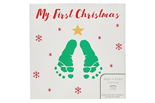 Little Holly My First Christmas Baby's Print Canvas, Handprint and Footprint Keepsake, Babyprints Keepsake Kit, New and Expecting Moms Gift, Baby's First Christmas, Nursery Wall Décor, Tree