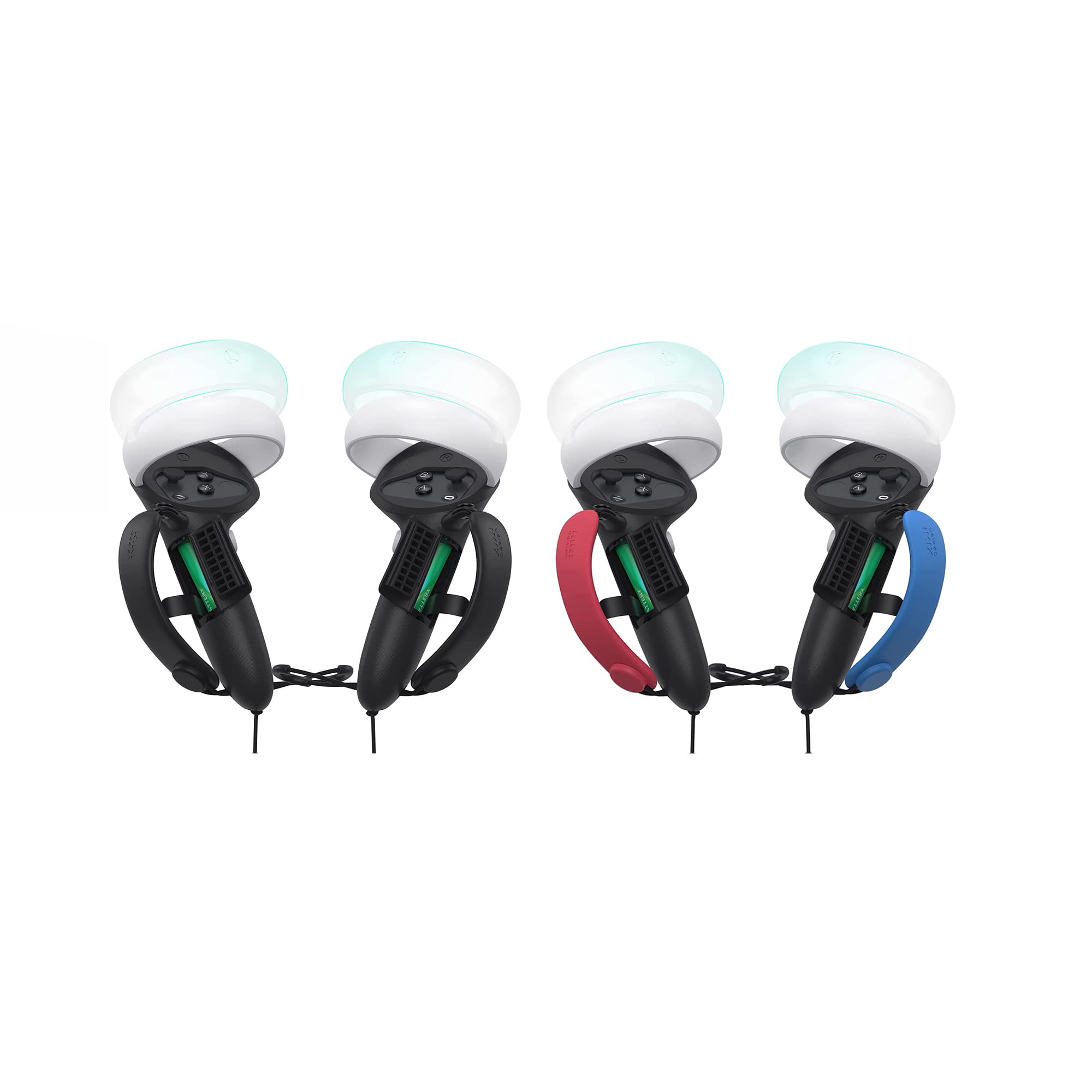 KIWI design Controller Grips Cover for Quest 2 Accessories with Battery Opening, Adjustable with Knuckle Straps, Perfect Match for Beat Saber