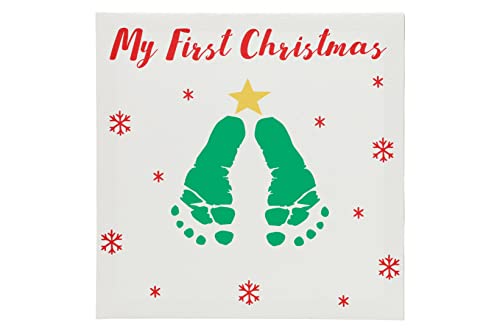 Little Holly My First Christmas Baby's Print Canvas, Handprint and Footprint Keepsake, Babyprints Keepsake Kit, New and Expecting Moms Gift, Baby's First Christmas, Nursery Wall Décor, Tree