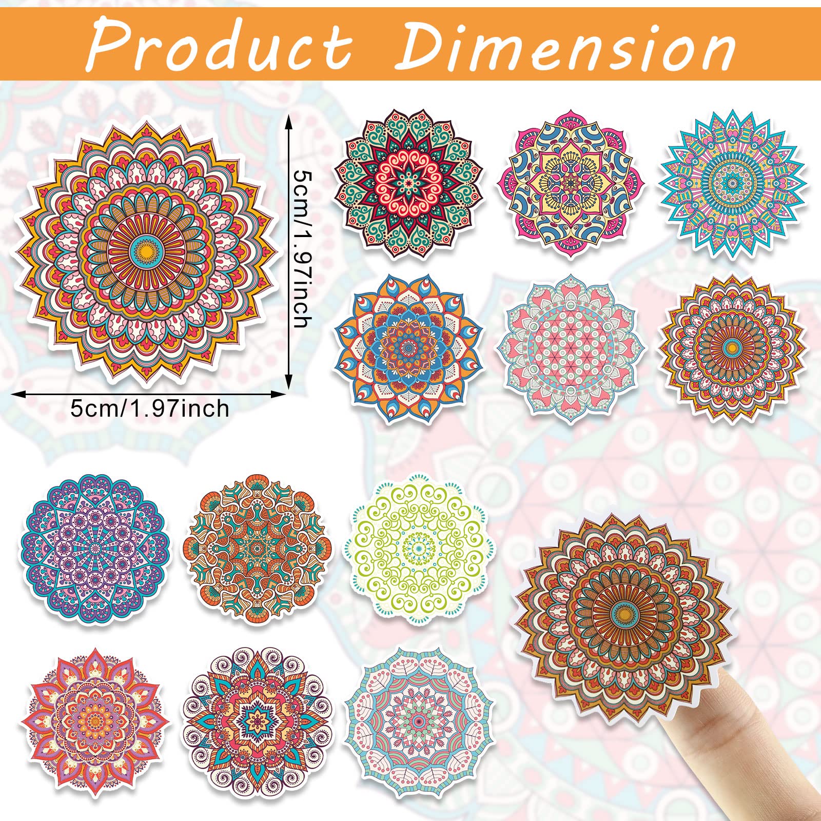 Mandala Stickers Seals Labels - (Pack of 360) 1.97" Large Round Decals for Wall Laptop Water Bottles Holiday Greeting Cards Envelopes Boxes