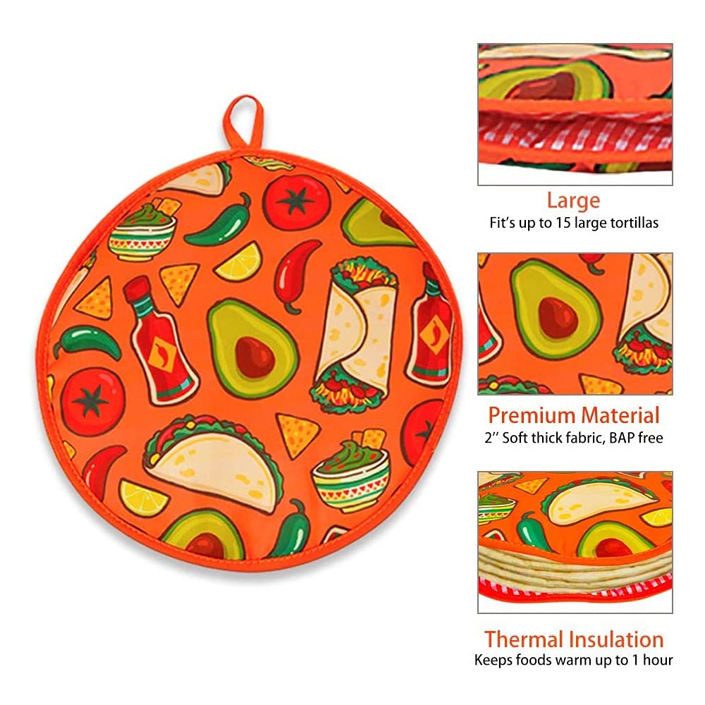 Lanyazet 12inch Cloth Bag for Burrito,Portable Tortilla Warmer Pouch Home for Restaurant Food Pancake,B