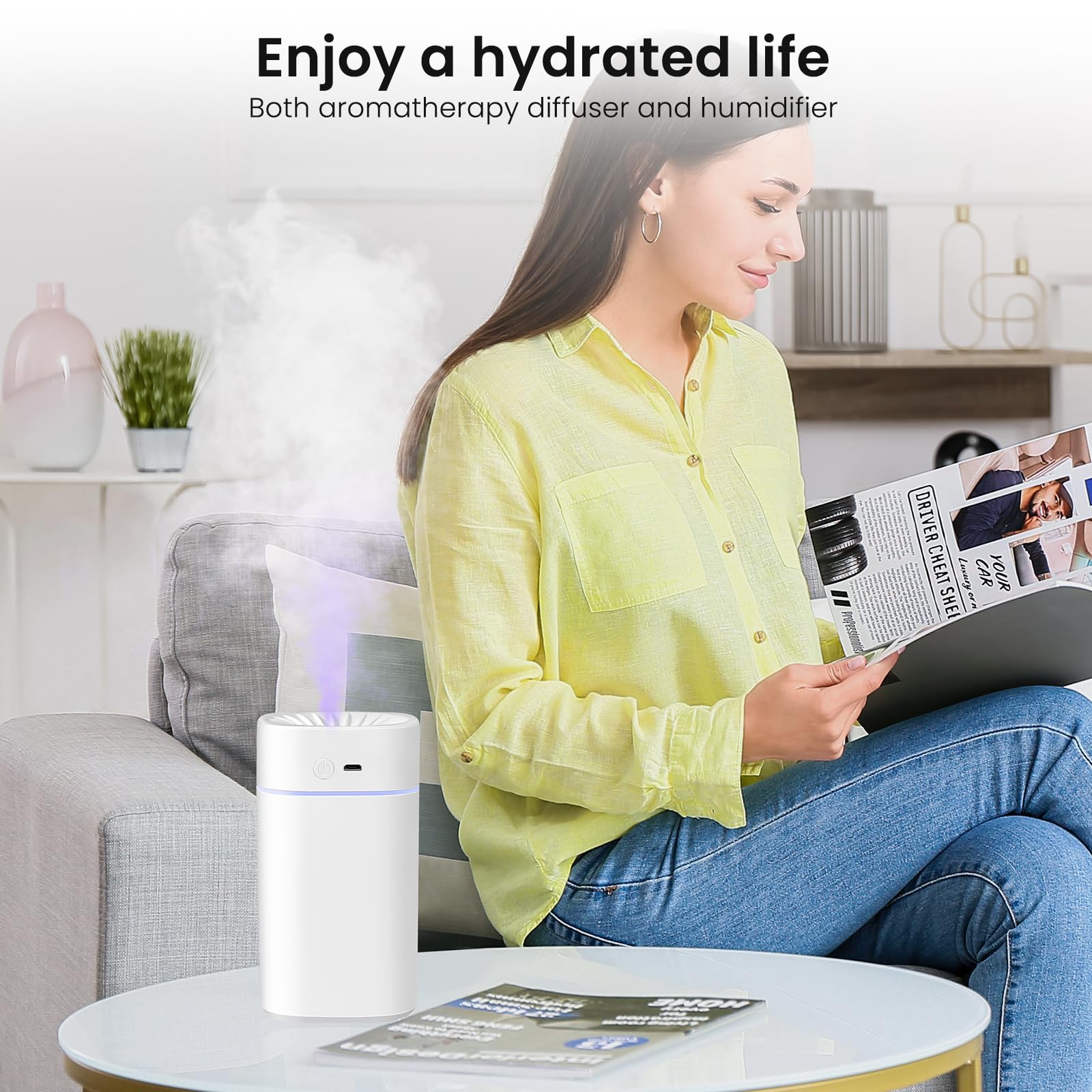 Mini Humidifier,Small Cool Mist Humidifier,Rechargeable Desktop Humidifier For Baby Bedroom, Travel Office Home Car Humidifier, Super Quiet, Blue