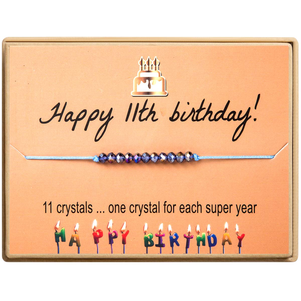 KGBNCIE 11th Birthday Gifts Bracelet for Girls 11 Crystal Beads for 11 year old Girl Adjustable Jewelry Gift for Her
