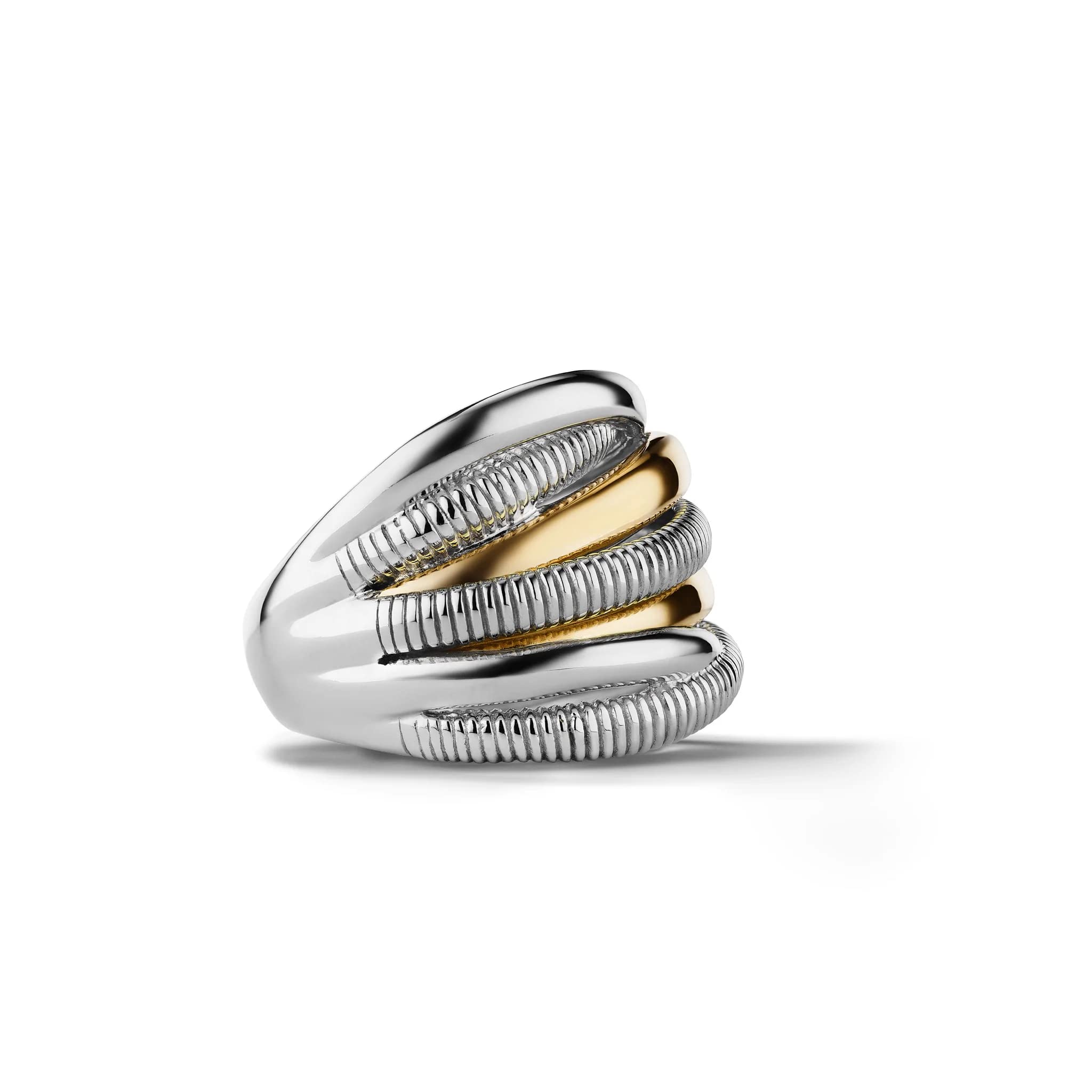 Judith Ripka Eternity Seven Band Highway Ring with 18K Gold 6