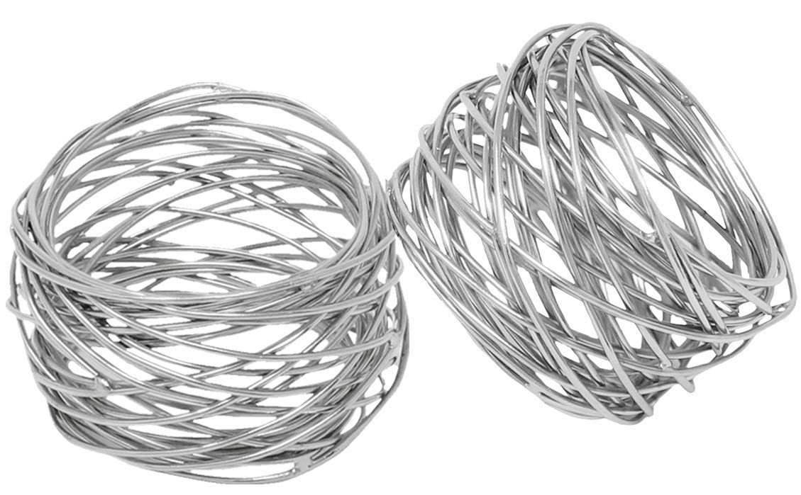 Kaizen Casa Handmade Round Mesh Napkin Rings Holder for Dinning Table Parties Everyday (Silver, 12)