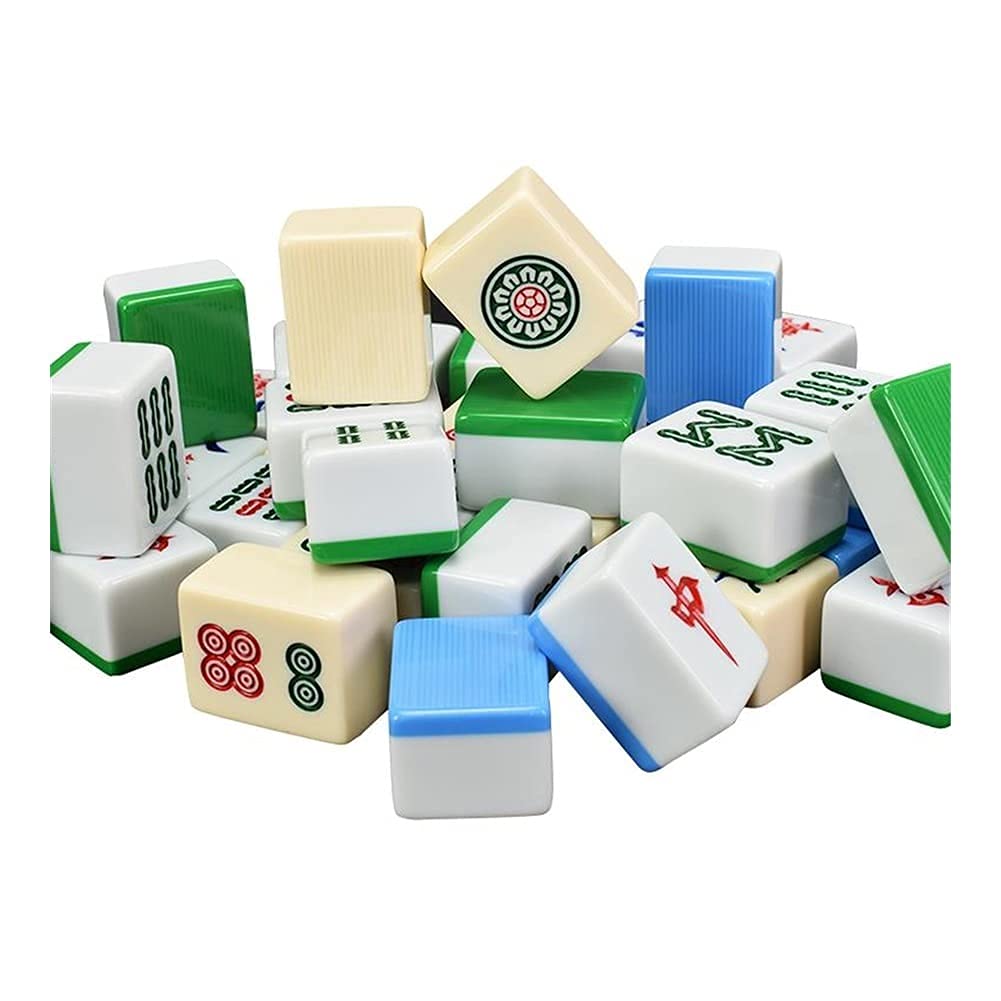 inBEKEA Mahjong Sets Chinese Chinese Mahjong Set with Aluminum Box, 146 Medium Size Tiles, 3 Dice and A Wind Indicator - for Chinese Style Game Play Mah Jongg Set