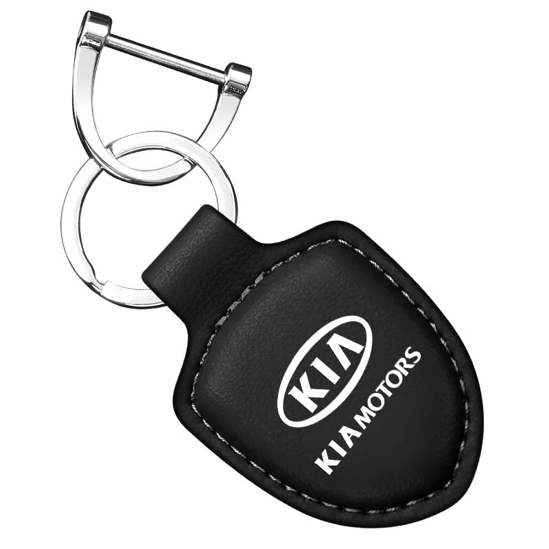 Leather Key Chain Keychain Cute Keychains Keyring For kia black Car Accessories with a metallic clasp