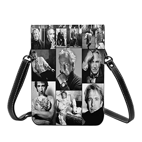 KIANSLA Alan Rickman Collage Small Crossbody Cell Phone Bag For Women'S, Portable Multifunction Shoulder Bag Card Hold Purse,With Removable Shoulder Strap