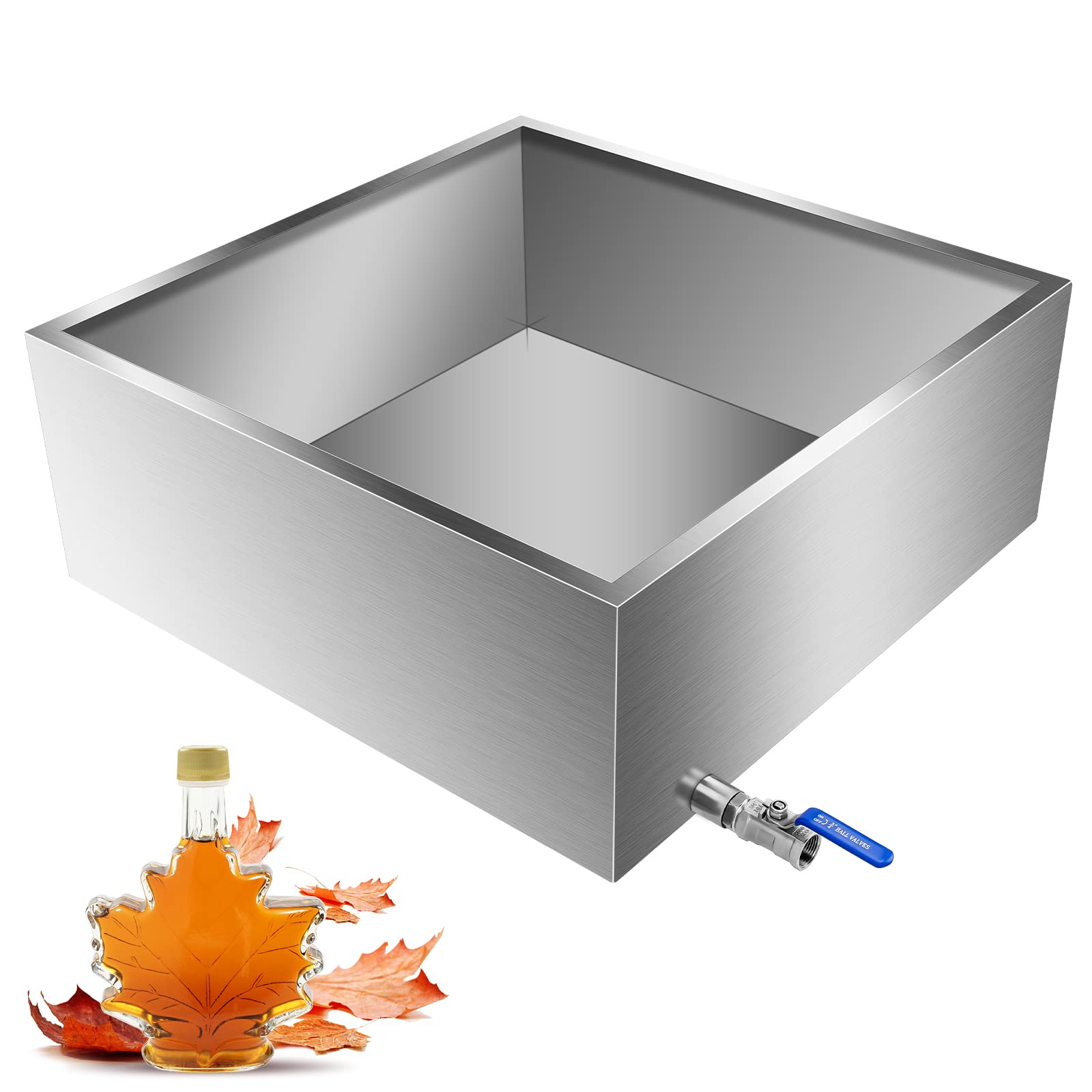 KODOM Maple Syrup Evaporator Pans, 24x24x9.5 Inch Stainless Steel Maple Syrup Boiling Pans with Valve for Boiling Maple Syrup