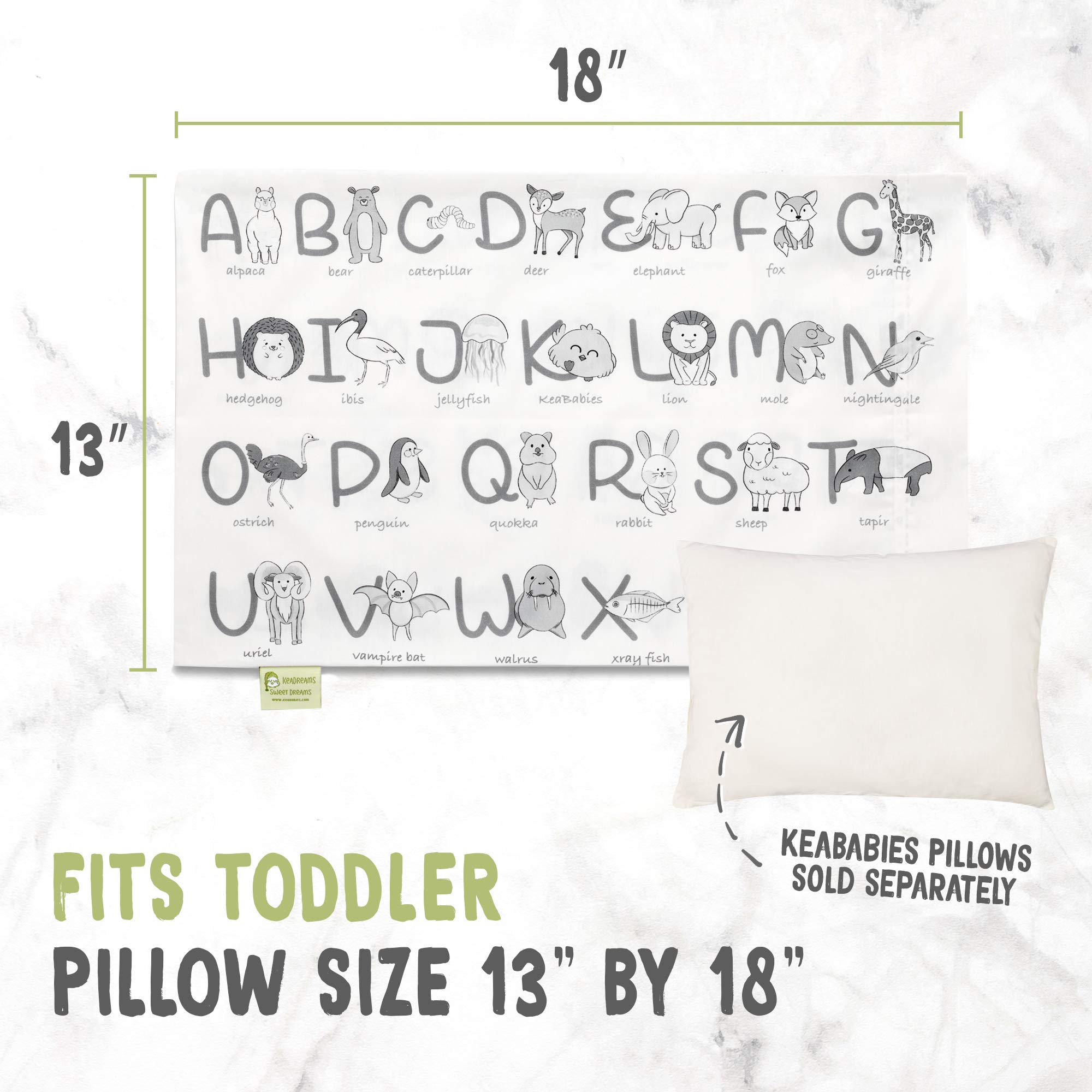 KeaBabies Toddler Pillowcase for 13X18 Pillow - Organic Toddler Pillow Case for Boy, Kids - 100% Natural Cotton Pillowcase for Miniature Sleepy Pillows - Toddler First Pillow