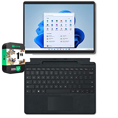 Microsoft 8PN 00001 Surface Pro 8 13" Touch Intel i5-1135G7 8GB/128GB Laptop - Platinum Bundle Surface Pro Signature Mechanical Keyboard, Black and 1 YR CPS Enhanced Protection Pack